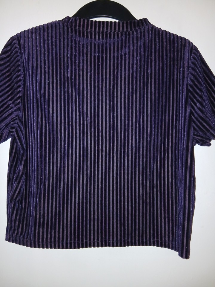 Gothic Purple Top with Velvet Stripe | eBay UK