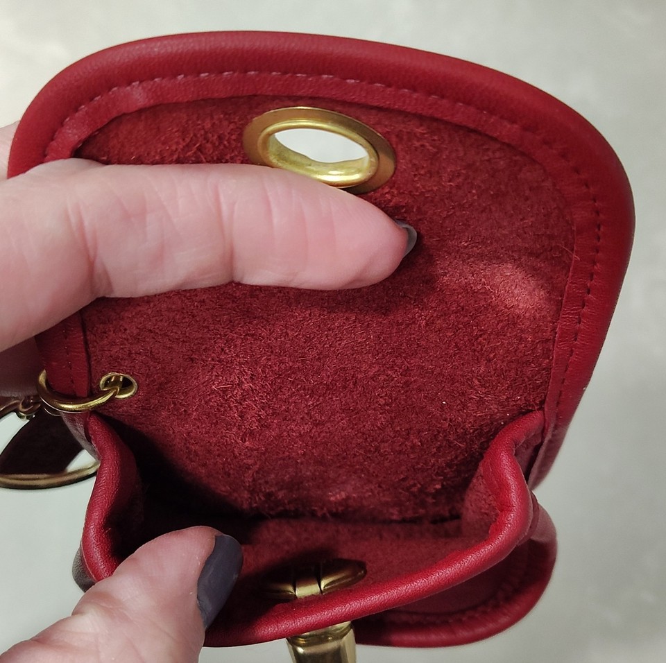 Coach Red Leather Key Chain Bag Charm with Gold Hardware Logo Buckle | eBay