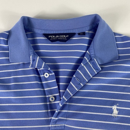 Polo Golf Ralph Lauren Polo Shirt Mens XL Blue Striped Pima Cotton ...