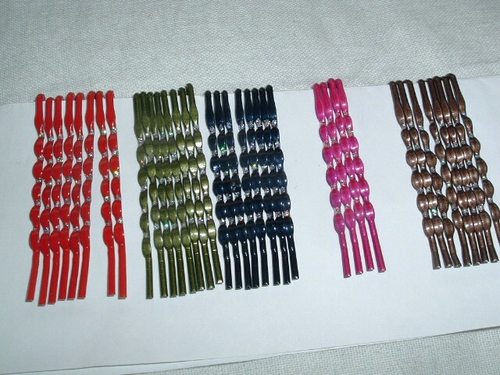 35 Multi-Colored Enamel and Glitter Twist Bobby Pins NWT | eBay