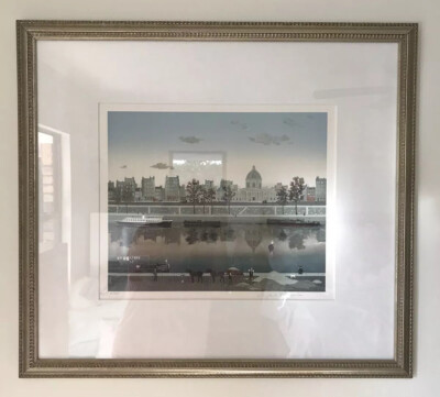 Rare Lithograph "Vue du Quai Conti" - Signed Michel Delacroix - Frame ...