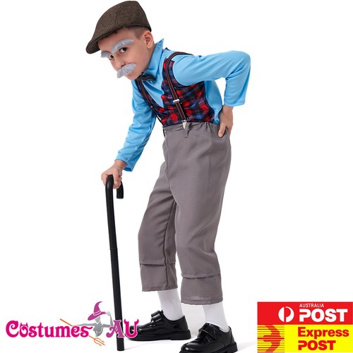 Boys Grandpa Little Old Man Costume Child Kids Cosplay Party 100 Days ...