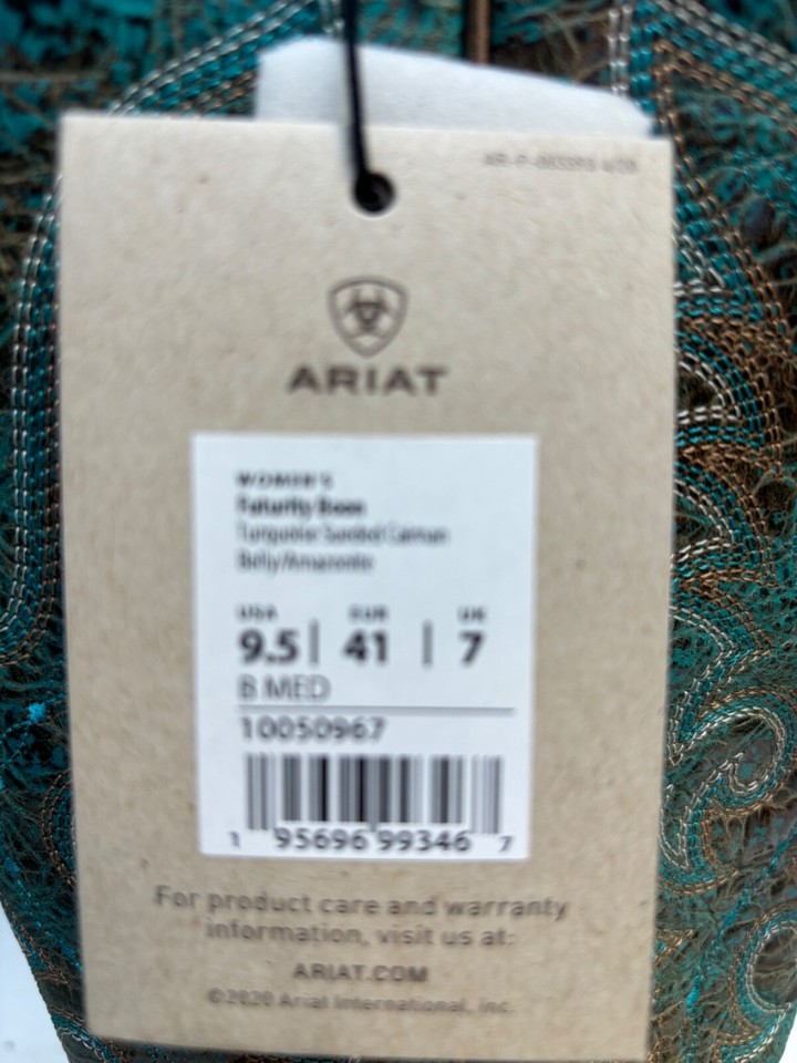 Ariat Futurity Boon Womens Sz 9.5 B Turquoise Sueded Caiman Belly Amazonite Boot | eBay