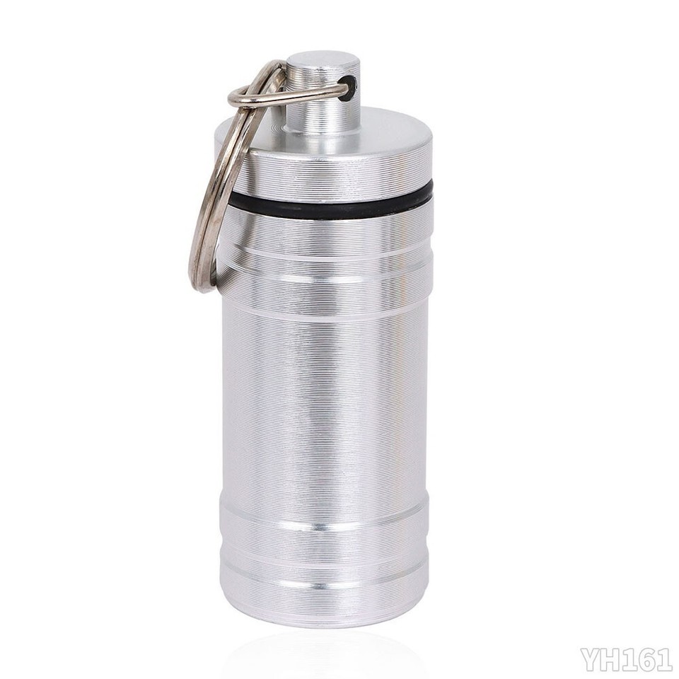 2X Premium Aluminum Waterproof Medication Pill Container Box Keychain ...