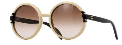 Gucci GG1067S 003 Ivory Black/Brown Gradient Round Women's Sunglasses ...