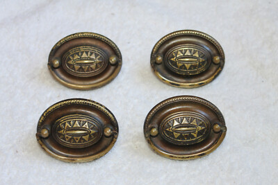 Set of 4 Antique Brass Ornate Oval Drawer Pulls | eBay