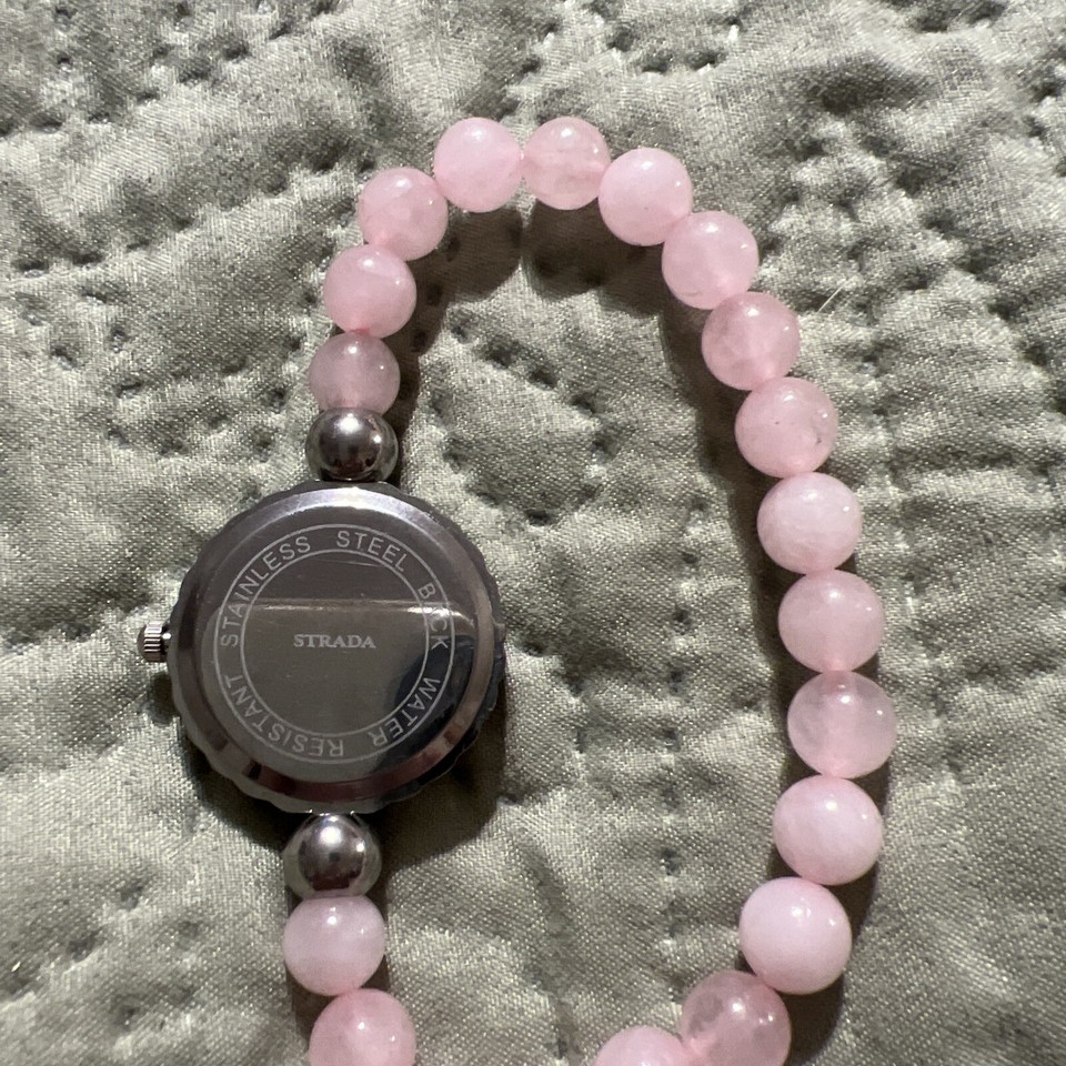 Strada women’s watch with rhinestones and pink beans works/running | eBay