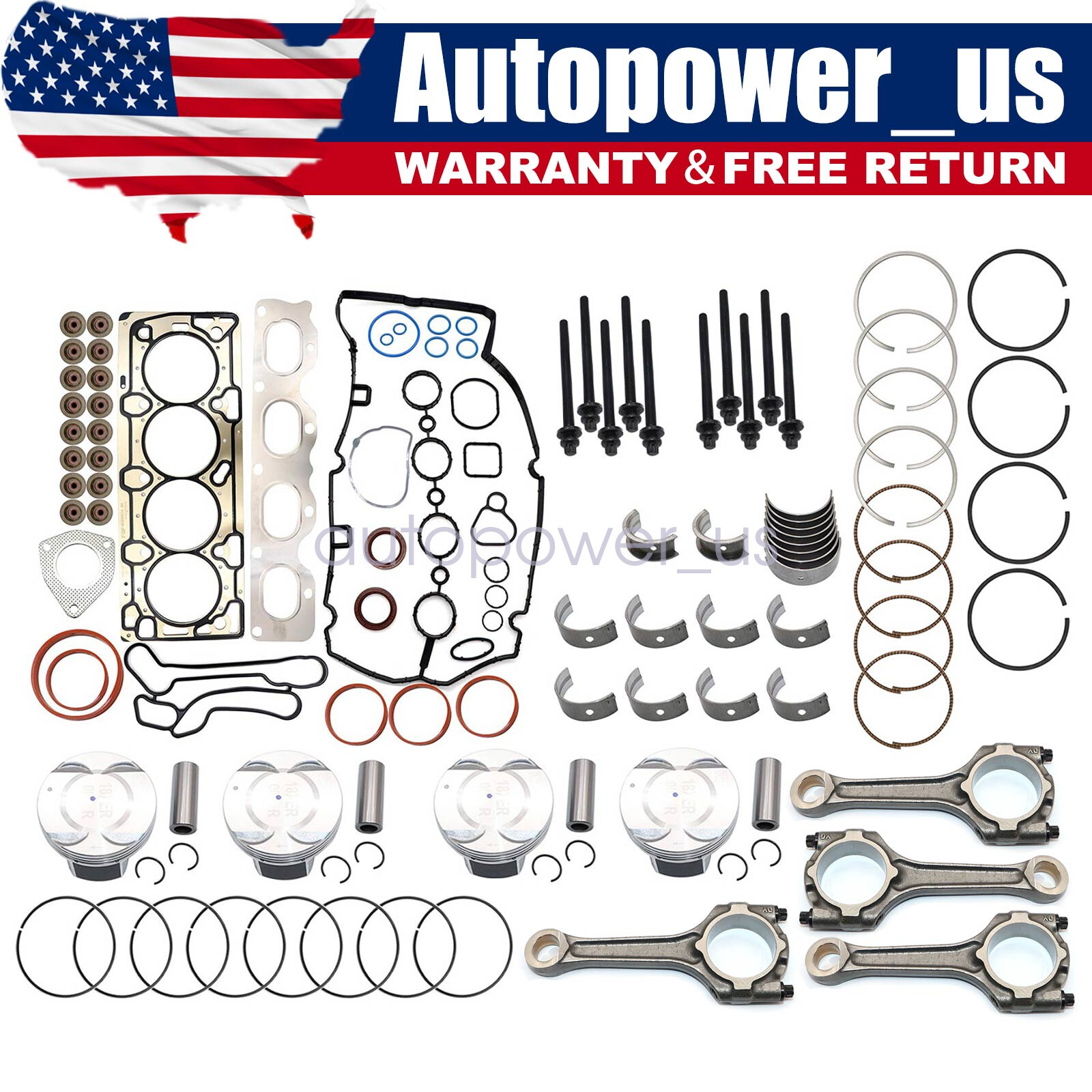 Engine Rebuild-Gasket Piston Bearing Con Rod Kit Fit 12-17 Chevrolet ...