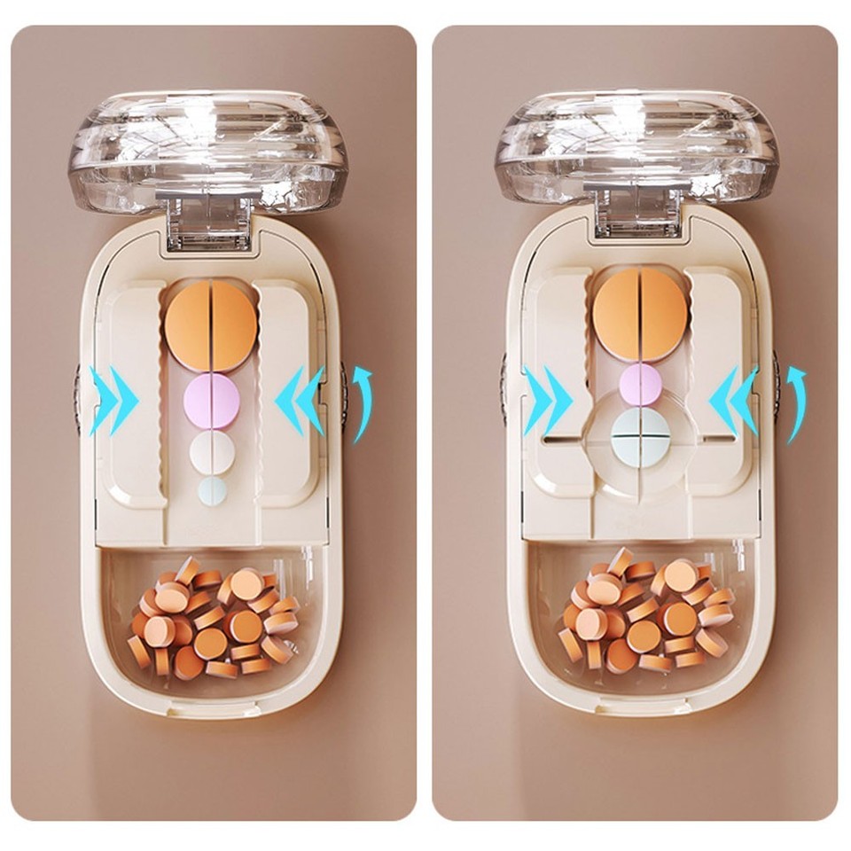 Portable 2in1 Pill Cutter Medicine Box Adjustable Pill Splitter High ...