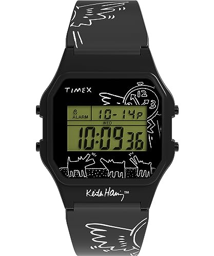 Timex Unisex Keith Haring T80 34mm Watch Black Strap Digital Dial Black ...