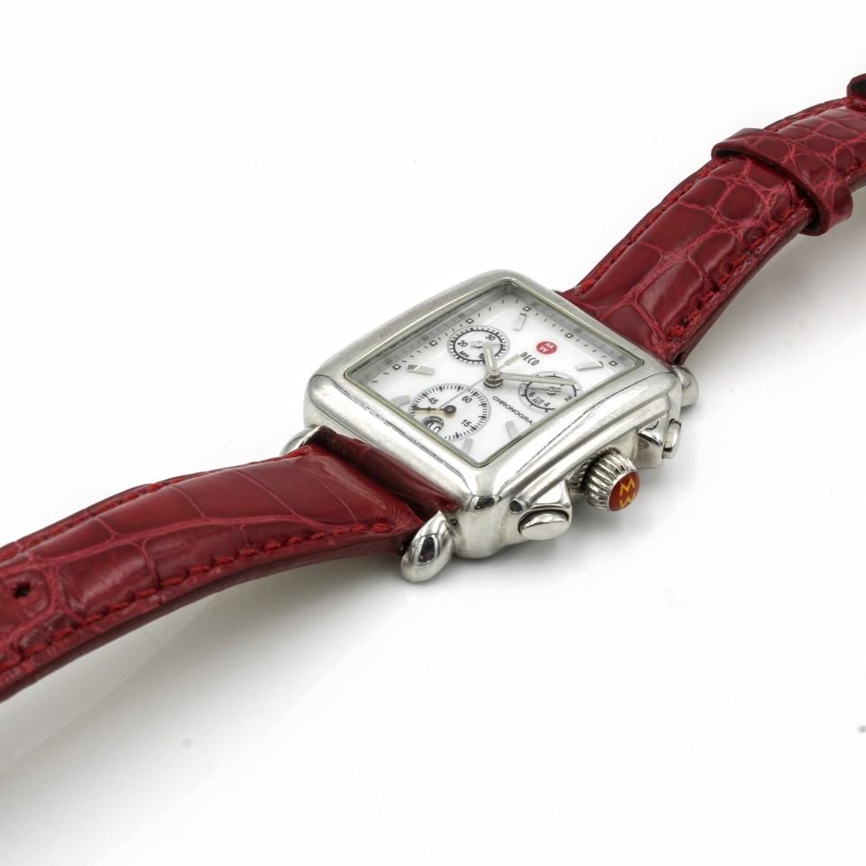 Michele Deco White Dial Chronograph Date Window Womens Quartz Watch # ...