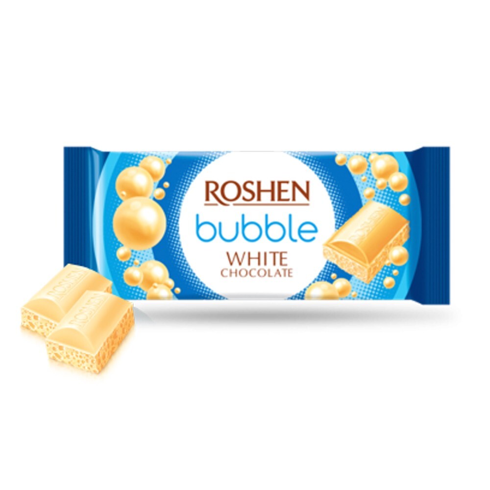 2pcs «ROSHEN» White BUBBLE! Porous Chocolate 80g / 2шт«РОШЕН» белый ...