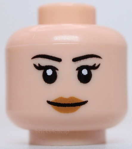 Lego Head Female Thin Black Eyebrows Long Eyelashes Medium Nougat Lips ...