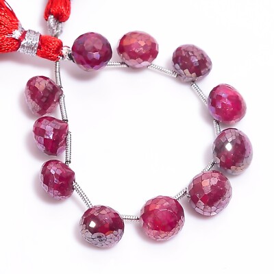 Natural Mystic Ruby Gemstone Onion Shape Faceted Beads 8X8 mm Strand 4 ...