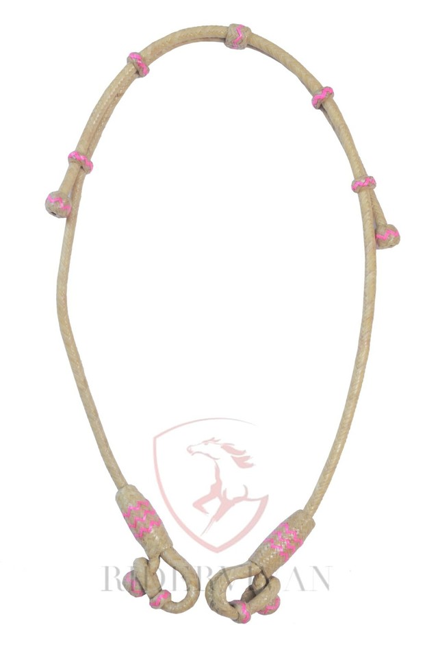 Western Bosal 40 Plait, Natural & Pink Rawhide Bosal Set, Horse Hair ...
