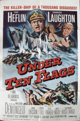 VAN HEFLIN CHARLES LAUGHTON UNDER TEN FLAGS ORIGINAL WWII US 1 SHT ...