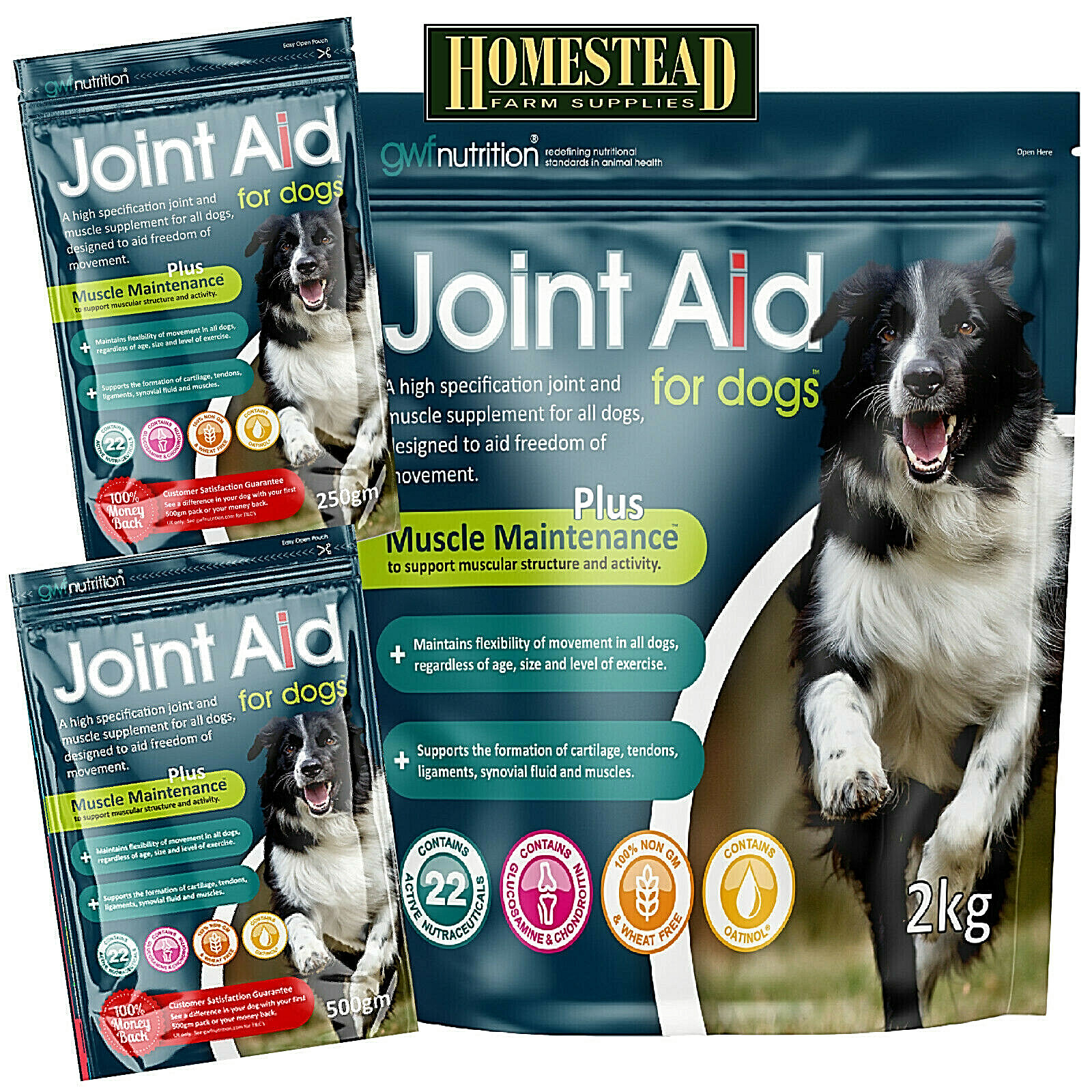 GWF JOINT AID FOR DOGS Plus Muscle Maintenance - 250g 500g 1kg 1.5kg ...