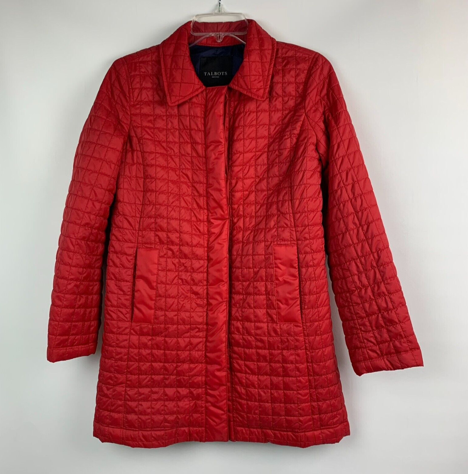 Talbots Jacket Red Quilted Stitch Design Collared But… - Gem