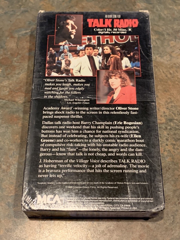 Talk Radio VHS 1988 Factory Sealed Original Movie Release Oliver Stone ...