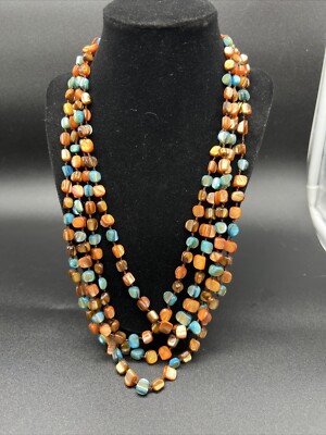 Multi Colored Four Stranded Shell Necklace All Natural Statement Style ...