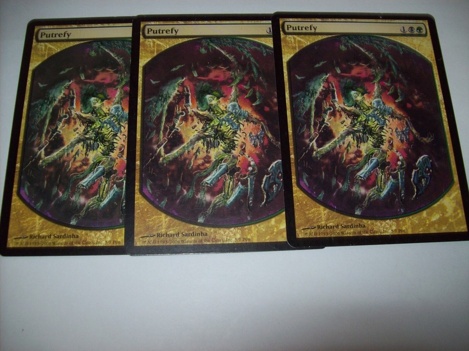 x3 MTG Full Art Textless Putrefy Magic Player Rewards Promos HP Free ...