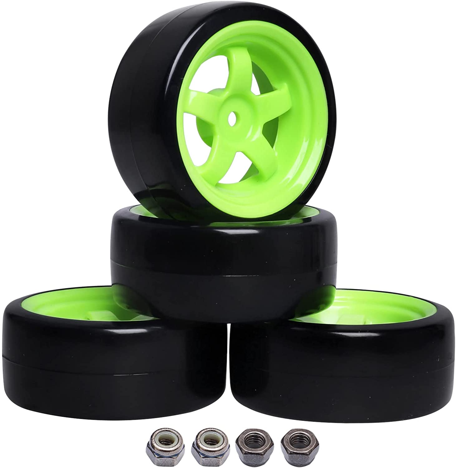 Hobbyfire 12mm Hex RC Drift Car Wheels and Hard Slick Tires for 1/10 ...