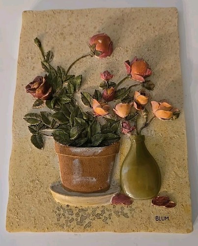 Cheri Blum Resin 3D wall hanging - Dark To Light Pink Roses Plaque Hand ...