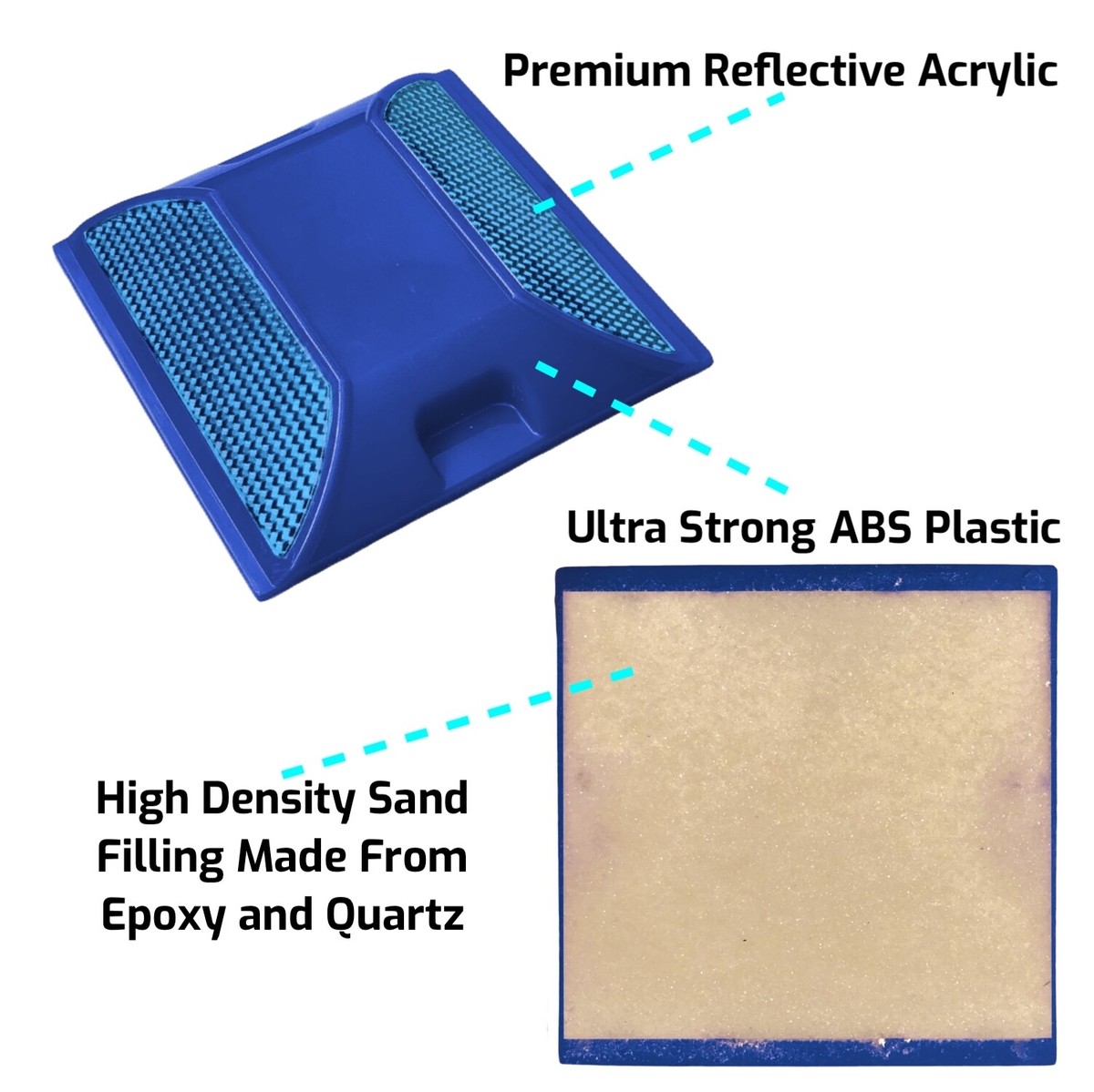 Blue Reflective Markers Waterproof Solar Charging 2V 100MA Highway