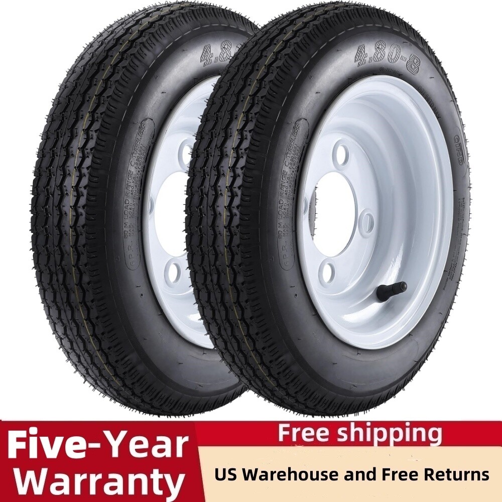 2pack Trailer Tire 4.80 8 4.80-8 4.80x8 480-8 Trailer Tires with 8" Rim ...