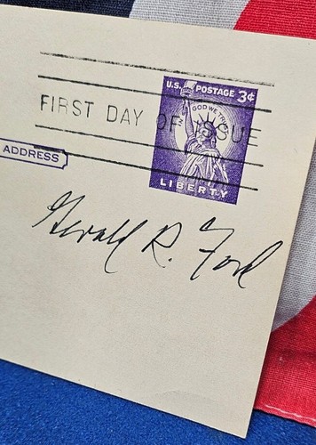 Gerald Ford Signed Postal Card Letter 1958 First Day Stamp Autograph ...