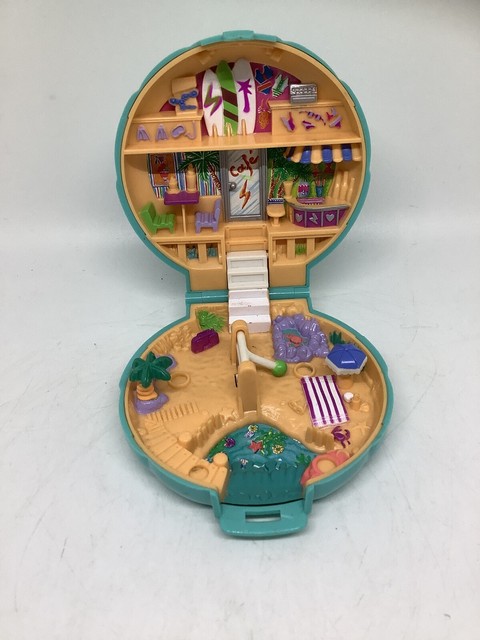 Vintage Polly Pocket 1989 Bluebird Beach Party Shell Compact Case Blue ...