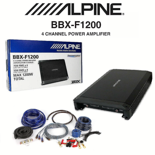 Alpine BBX-F1200 4-Channel High Power MOSFET Car Amplifier + 4 Gauge ...