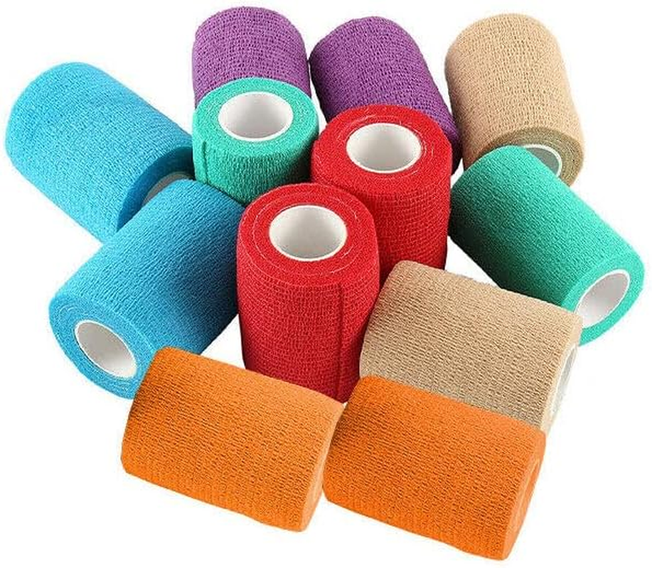 12PCS Self-Adhesive Cohesive Wrap Bandage Pet Vet Wrap First Tapes ...
