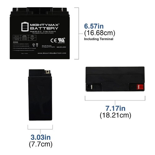 Mighty Max 12V 18AH SLA Battery Replacement for Enduring CB17-12, CB-17 ...