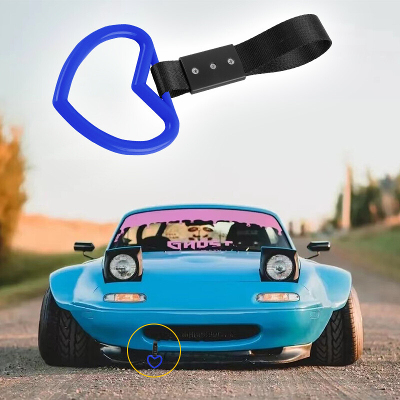 JDM Heart Shape TSURIKAWA Blue Ring Subway Train Bus Handle Strap Nylon ...