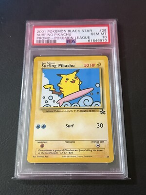 Pokemon League Black Star Surfing Pikachu Promo #28 PSA10 Cert ...