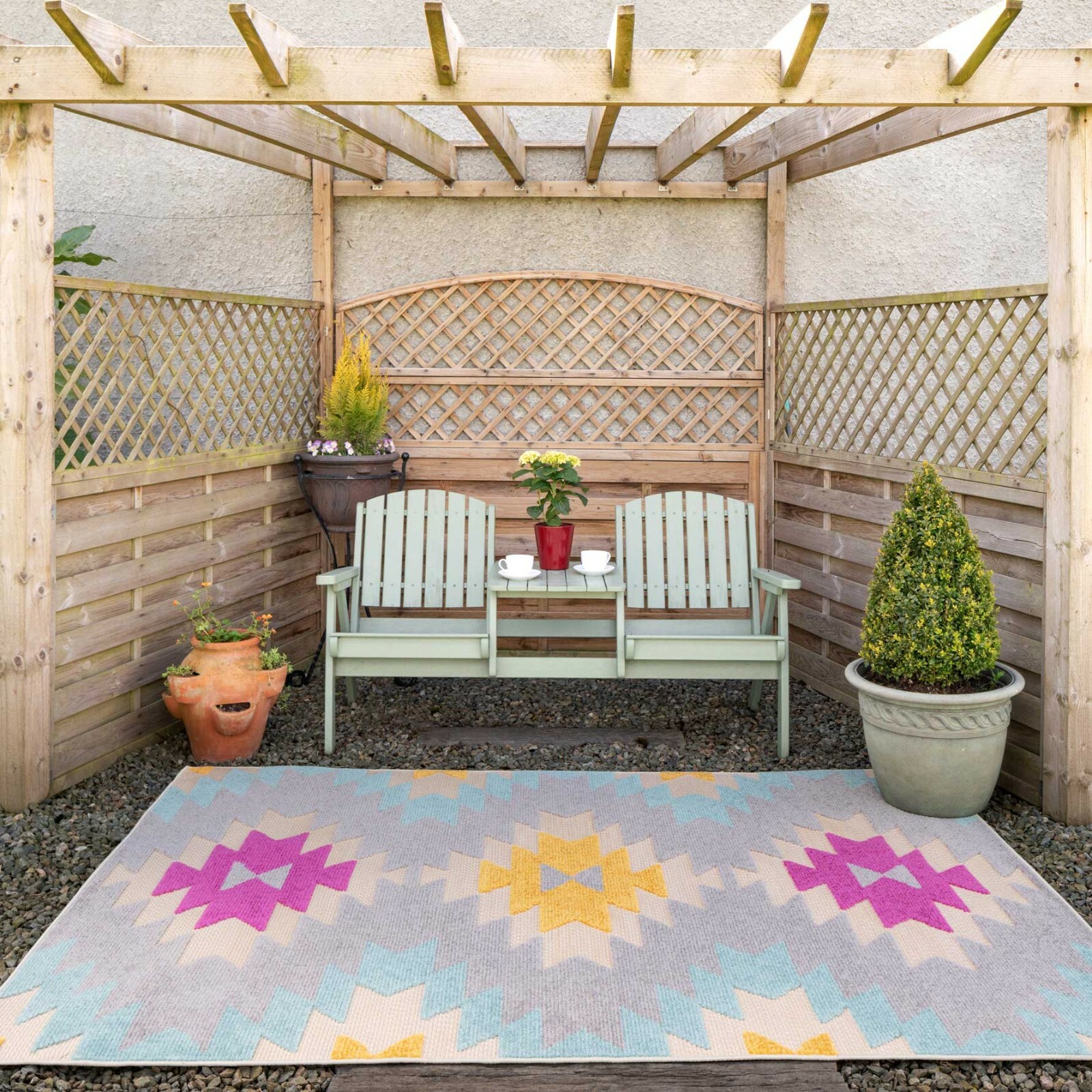New Summer Outdoor Rugs Fun Tropical Multicolour Durable Garden Patio ...
