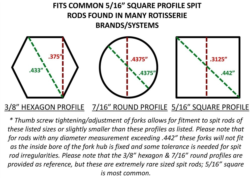 Universal Chrome Steel BBQ Grill Rotisserie Spit Rod Forks - Multi Fit ...