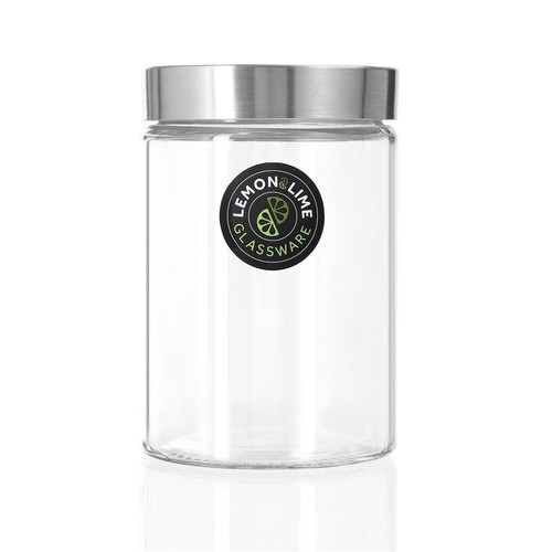 Lemon & Lime 17cm Alto Glass Jar 1.2L Kitchen Home Storage Stainless ...