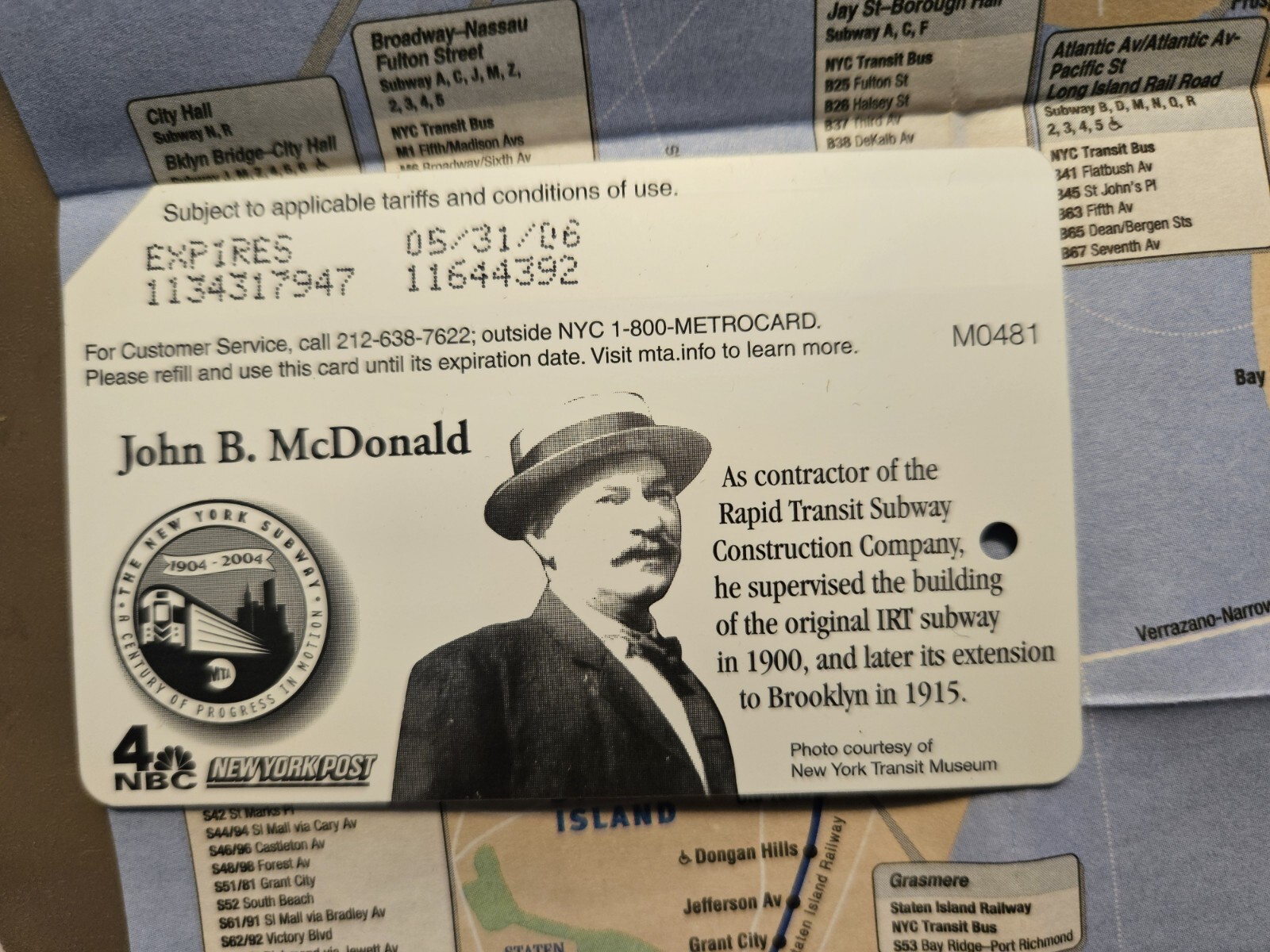 2004 Subway Centennial Metro Card MTA New York City NYC MetroCard Old ...