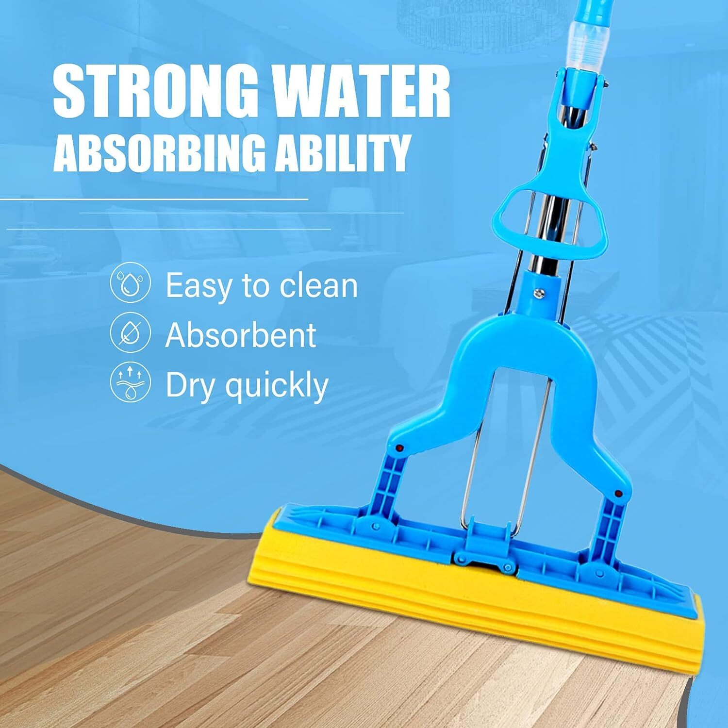 Sponge Mop Super Absorbent Cleaning Laminate Floor Telescopic Sponge ...