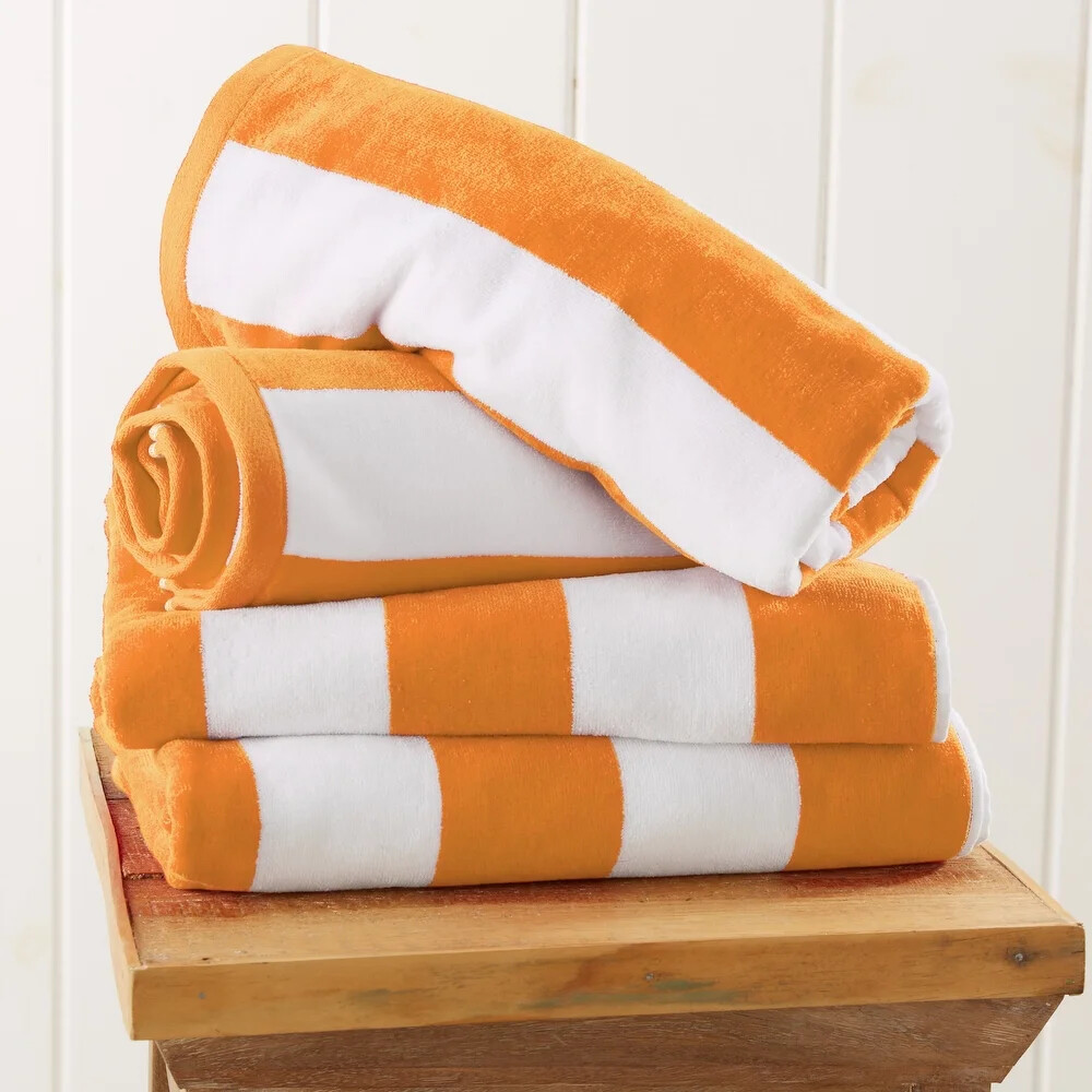 Cabana Stripe Beach Towel - 4-Pack, 100% Cotton Extra Absorbent 30X60in ...