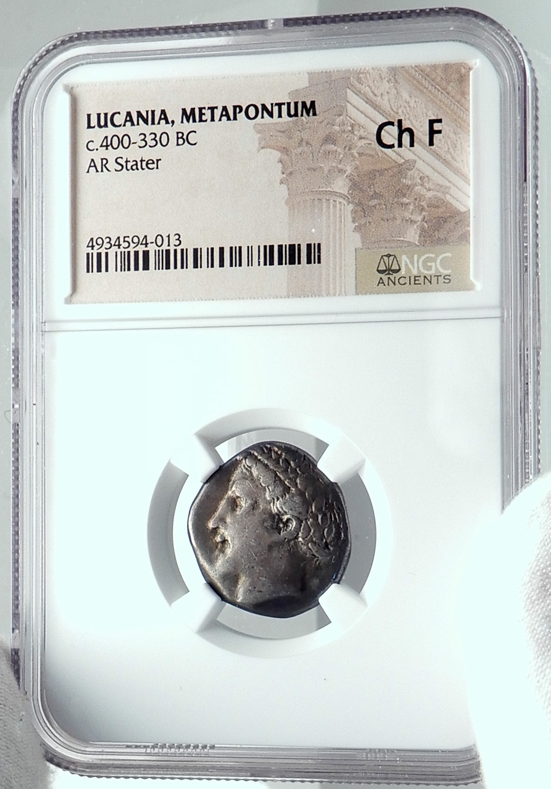 METAPONTION in LUCANIA Authentic Ancient 400BC Silver Greek Coin NGC ...