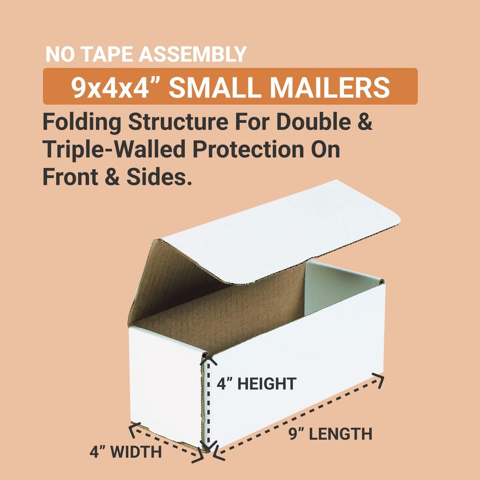 AVIDITI 9x4x4 Shipping Boxes Small (50-Pack) Heavy Duty Corrugated ...