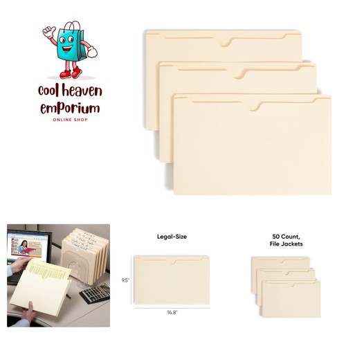 File Jacket, Reinforced Straight-Cut Tab, 2" Expansion, Legal Size ...