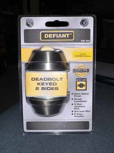 Defiant Deadbolt Keyed Both Sides Satin Nickel 888-569 New 50134101814 ...