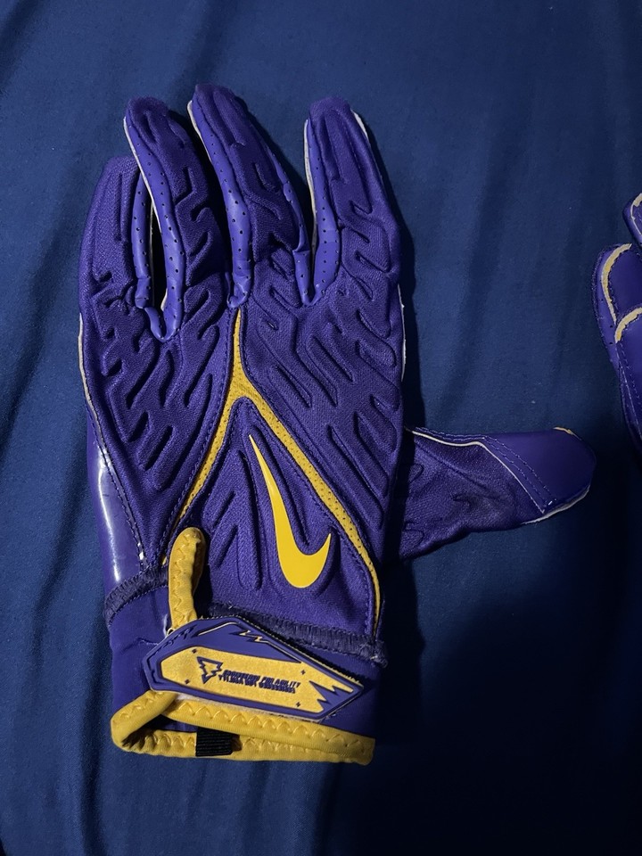 Nike LSU Tigers Team Issued Superbad 6.0 Football Gloves Purple Size XL ...