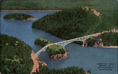 Washington Deception Pass Bridge aerial view ~ postcard sku899 | eBay