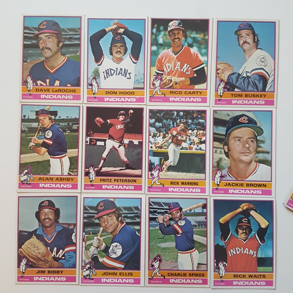 1976 TOPPS Cleveland Indians Set, Rick Waits #433, Charlie Spikes #408 ...