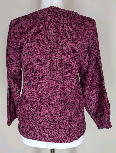 Vintage 80s 90s Knit Sweater Pink Floral Pullover Bando womens size M ...